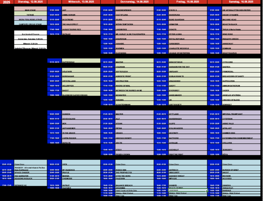 RUNNING ORDER 2025 | Summer Breeze